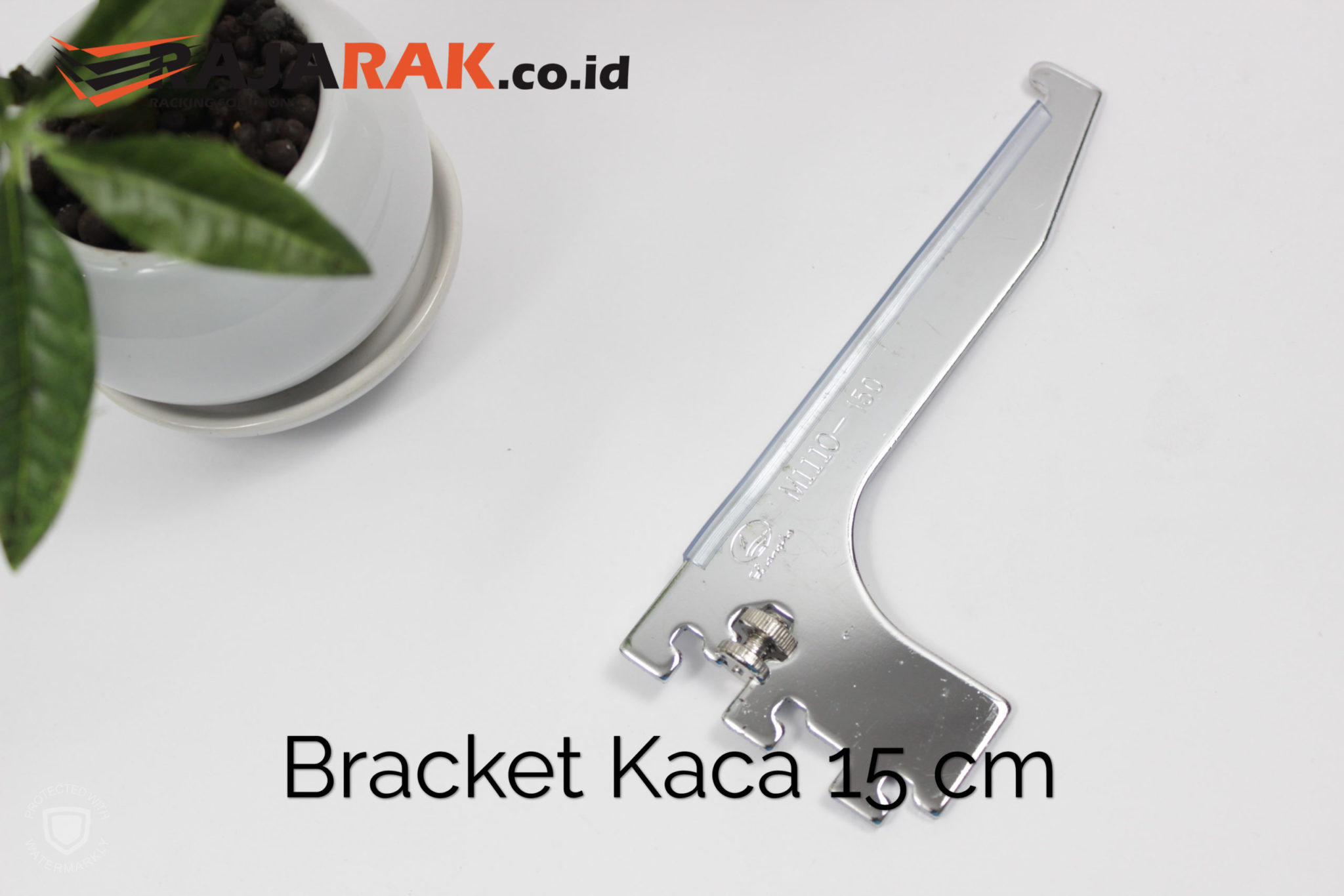 Daun Bracket Kaca 15 cm Tebal 3 mm Warna Chrome