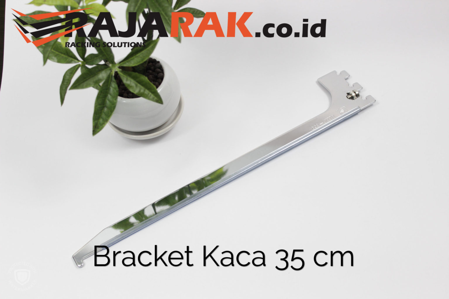 Daun Bracket Kaca 35 cm Tebal 3 mm Warna Chrome