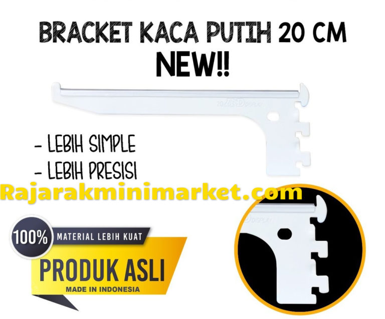 BRACKET KACA PUTIH 20 CM – SIKU PENYANGGA RAK BRAKET