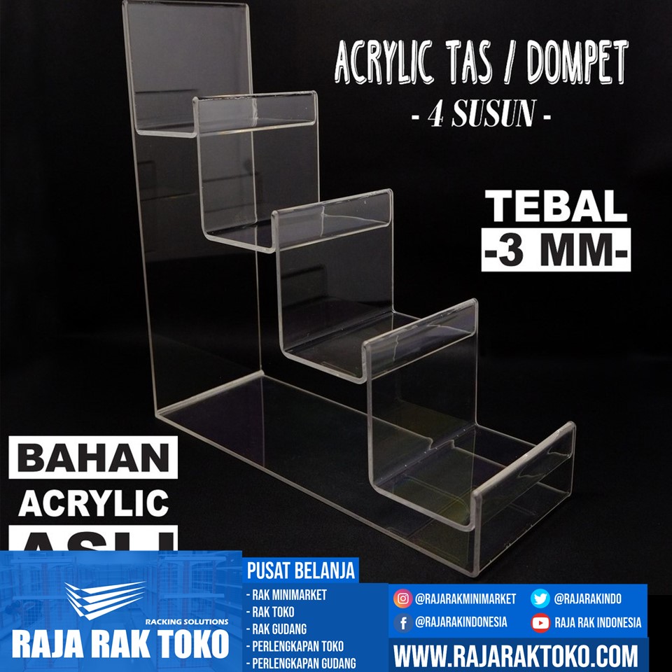 DISPLAY ACRYLIC – AKRILIK DISPLAY TAS / DOMPET 4 SUSUN