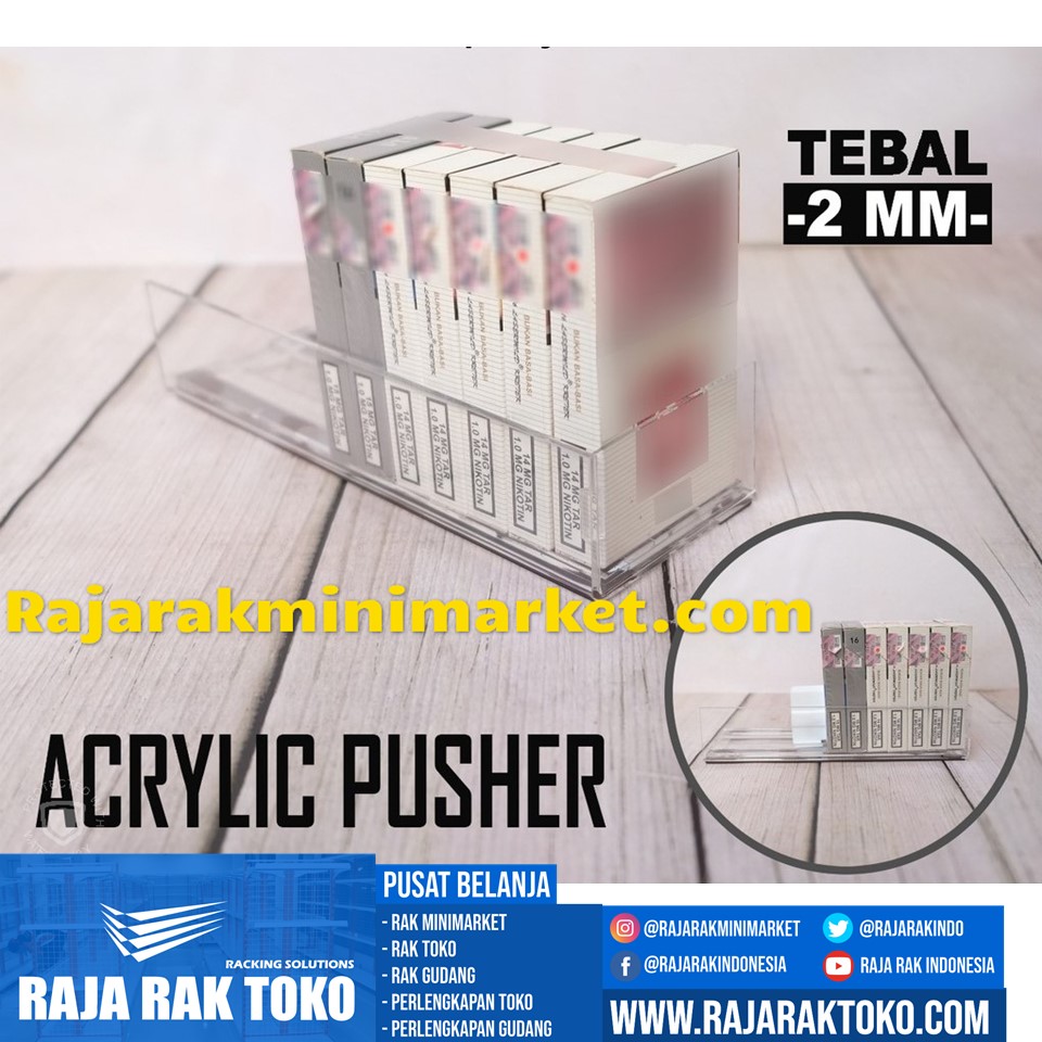 DISPLAY ACRYLIC – AKRILIK PUSHER ROKOK OTOMATIS P.20CM
