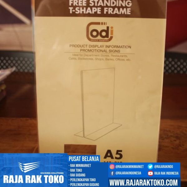 DISPLAY BROSUR ACRYLIC – FREE STANDING T-SHAPE FRAME A5