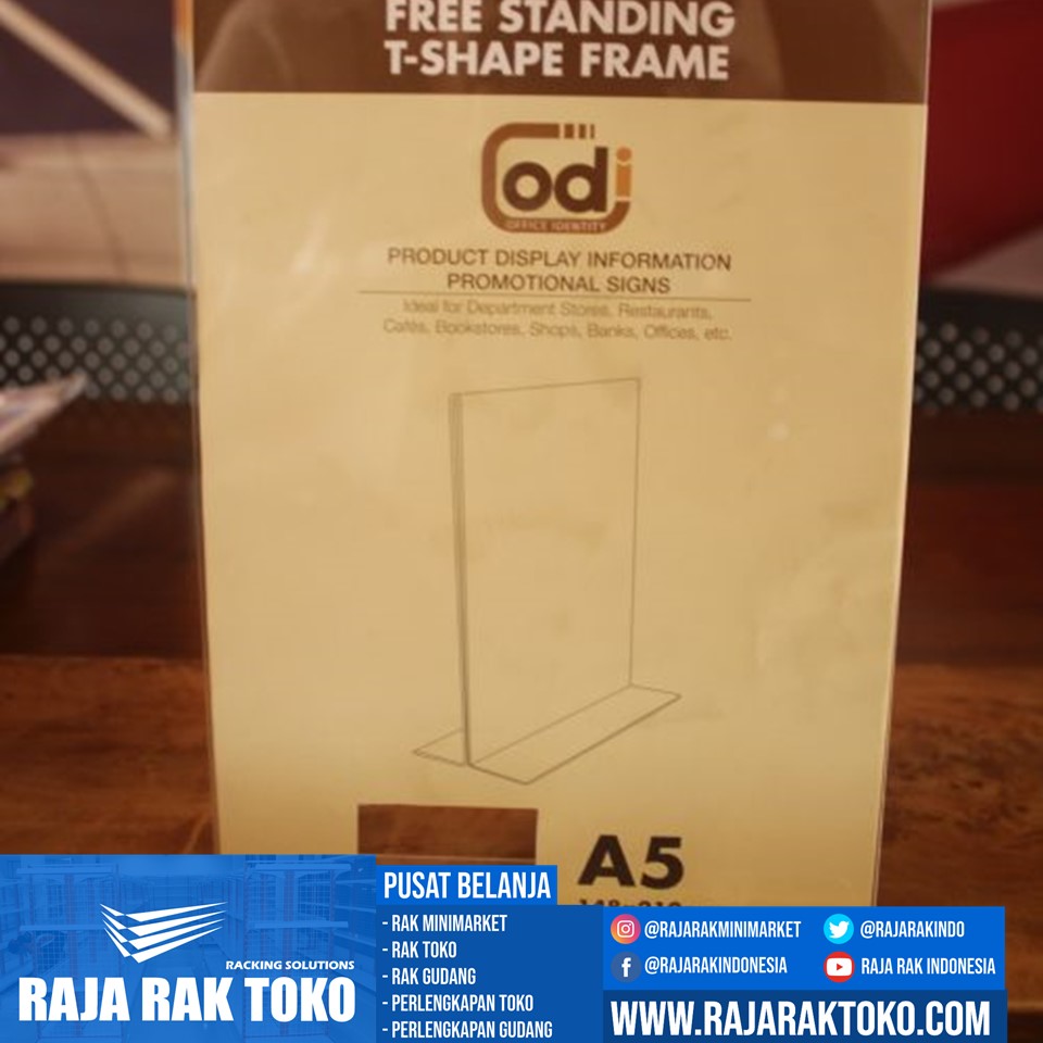 DISPLAY BROSUR ACRYLIC – FREE STANDING T-SHAPE FRAME A5