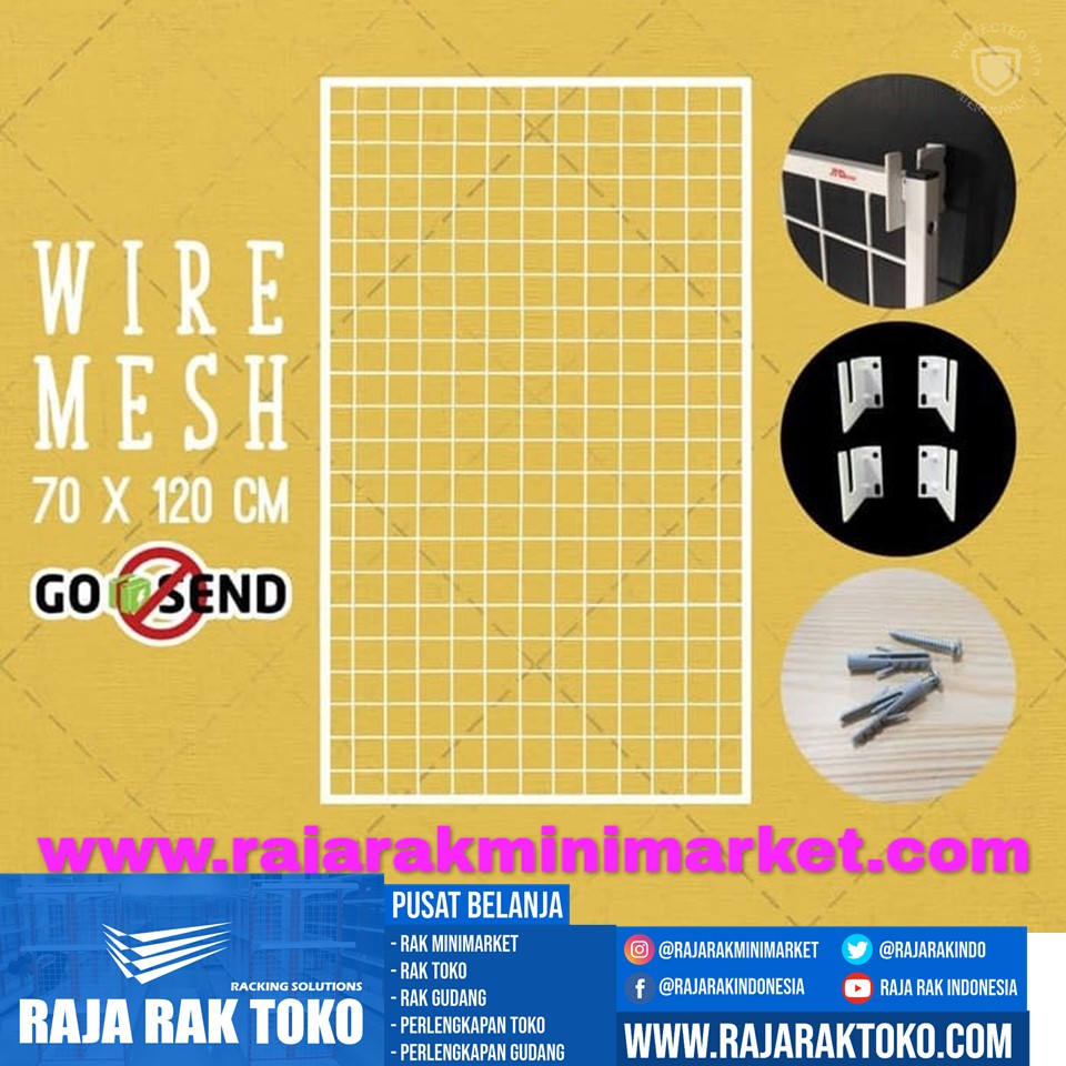 RAK BINGKAI WIREMESH 70×120 CM + H5 WALL PUTIH | Rak Dinding Gantung ...